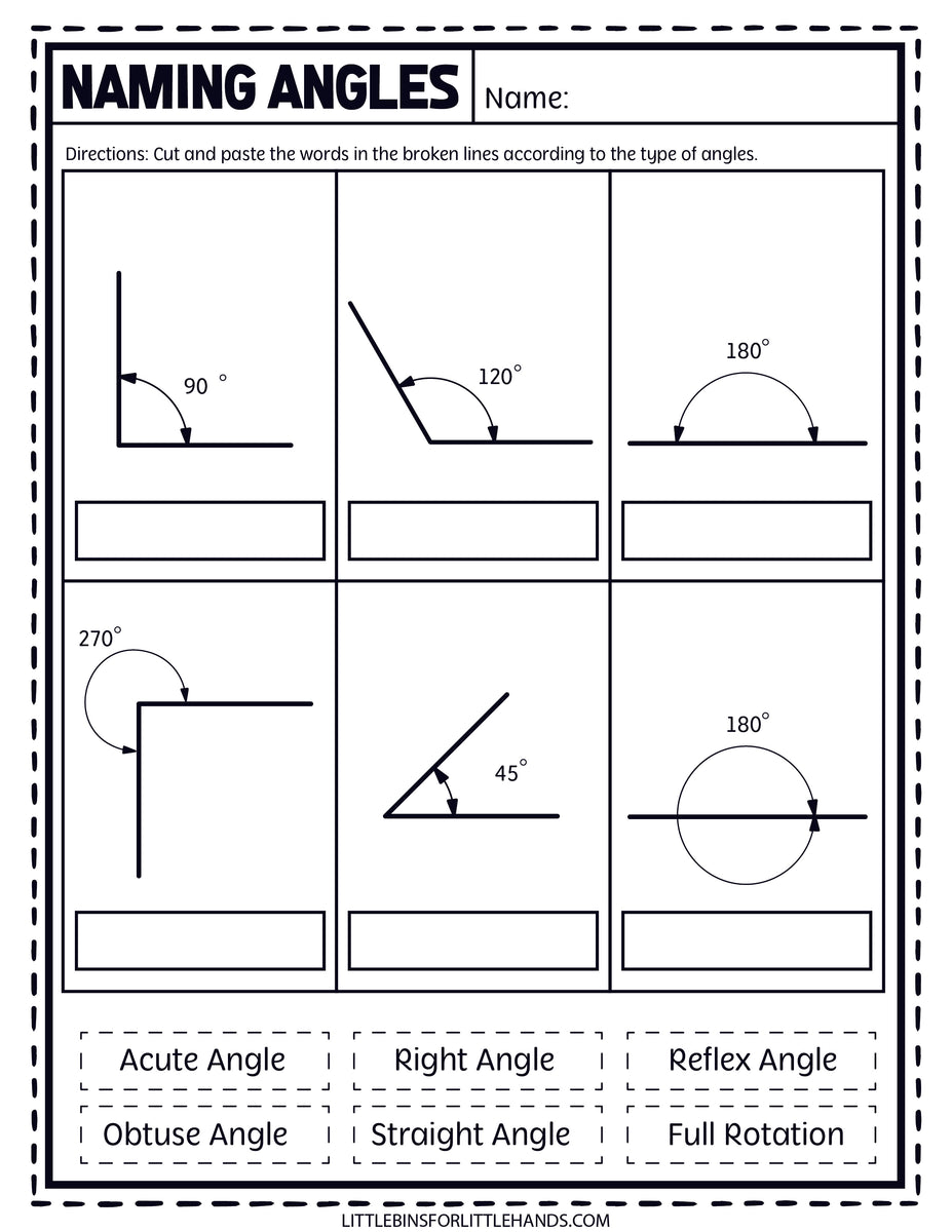 Math Angles Worksheets – Little Bins for Little Hands