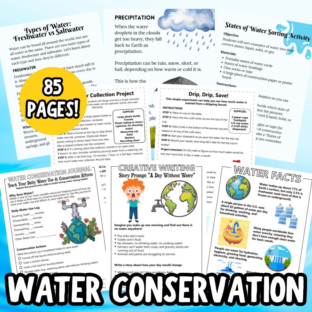 Water Conservation Activity Pack + Water Study Unit | STEM & Science P ...
