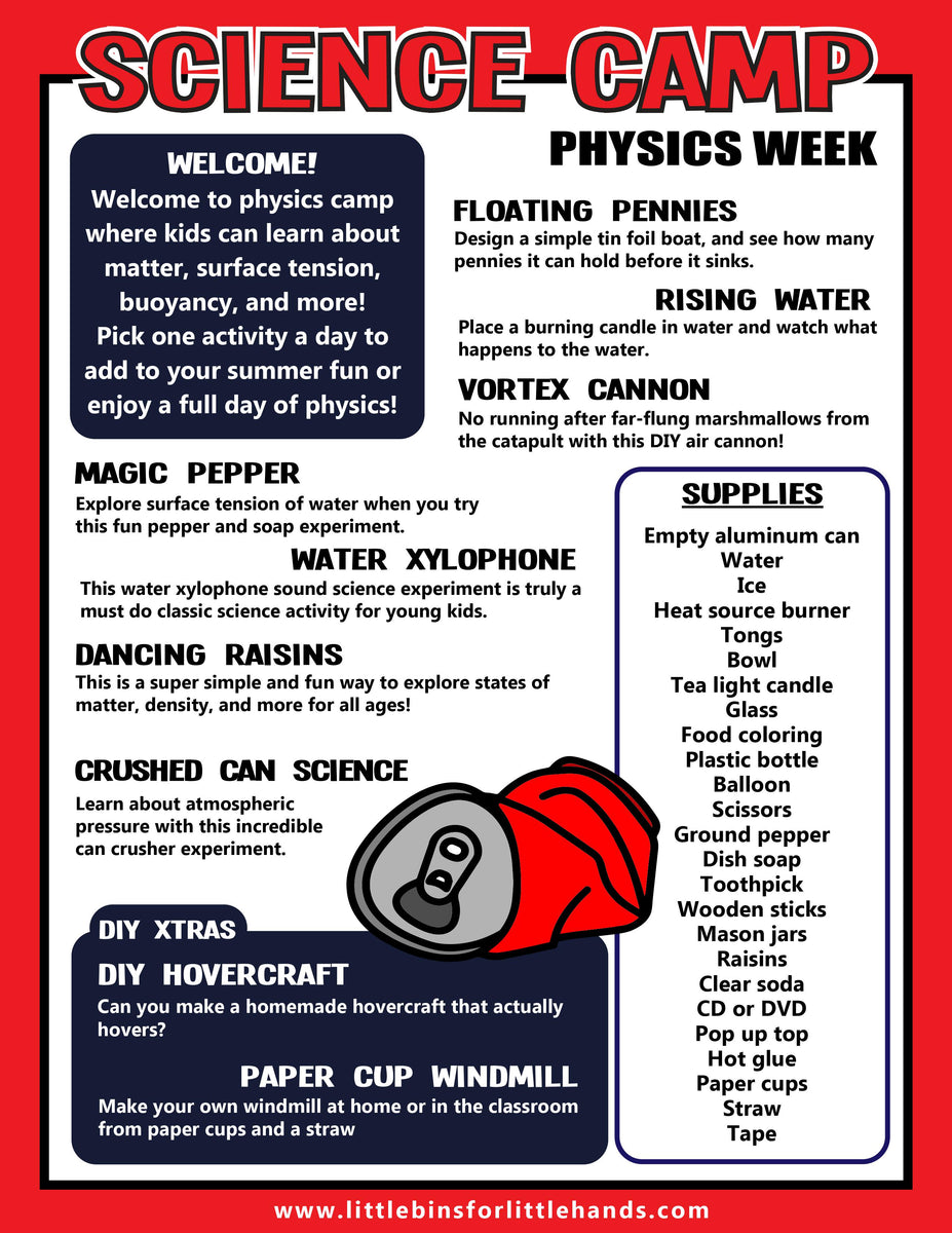 Science CAMP Theme: Physics Fun (FREE) – Little Bins for Little Hands
