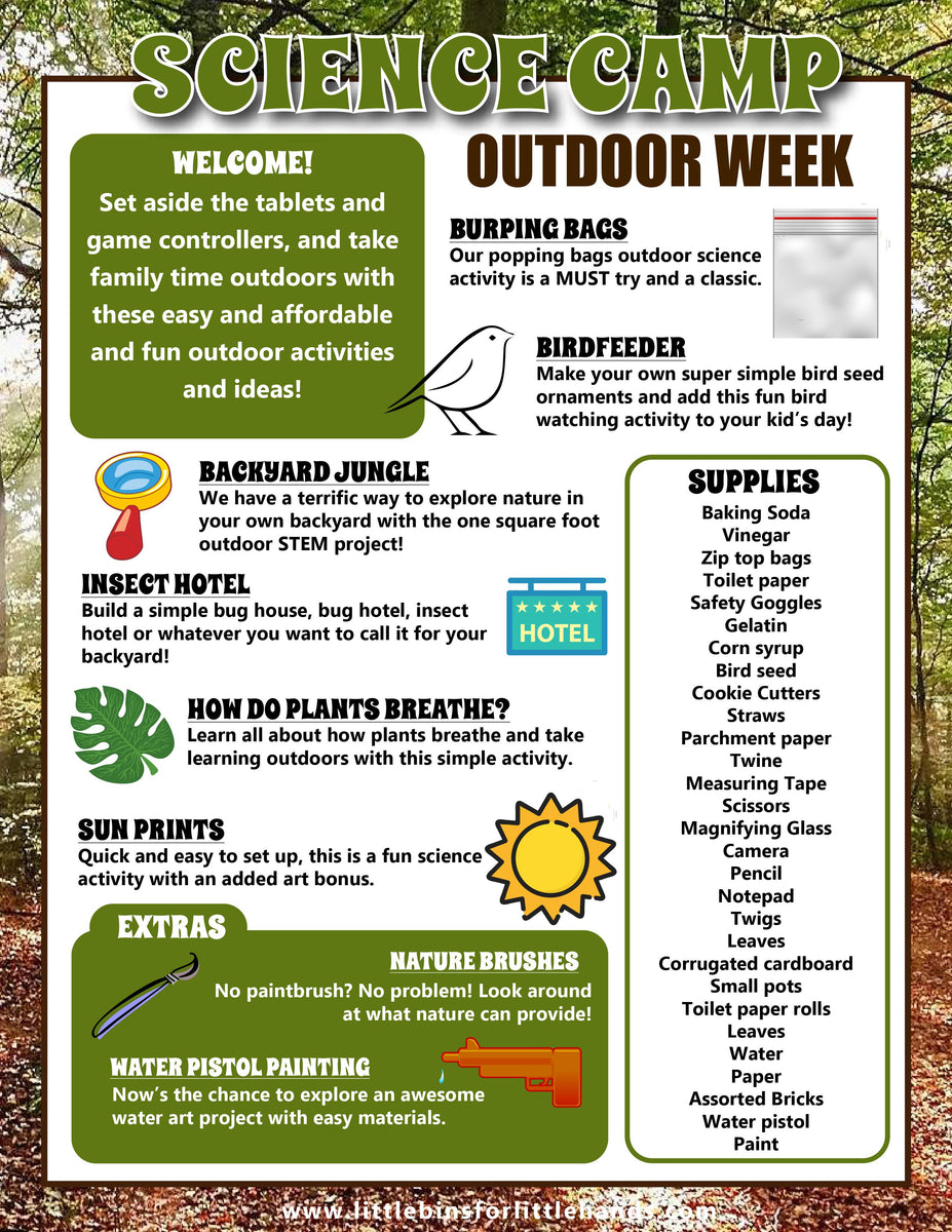 Science CAMP Theme: Outdoor Camp (FREE) – Little Bins for Little Hands