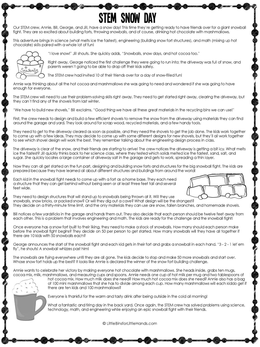 Winter STEM Story Challenges & Activities – Little Bins for Little Hands