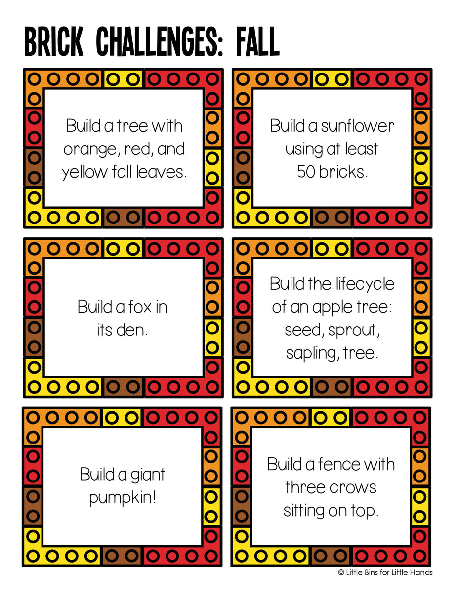Brick Challenges – Seasonal & Themed Building Prompts – Little Bins for ...