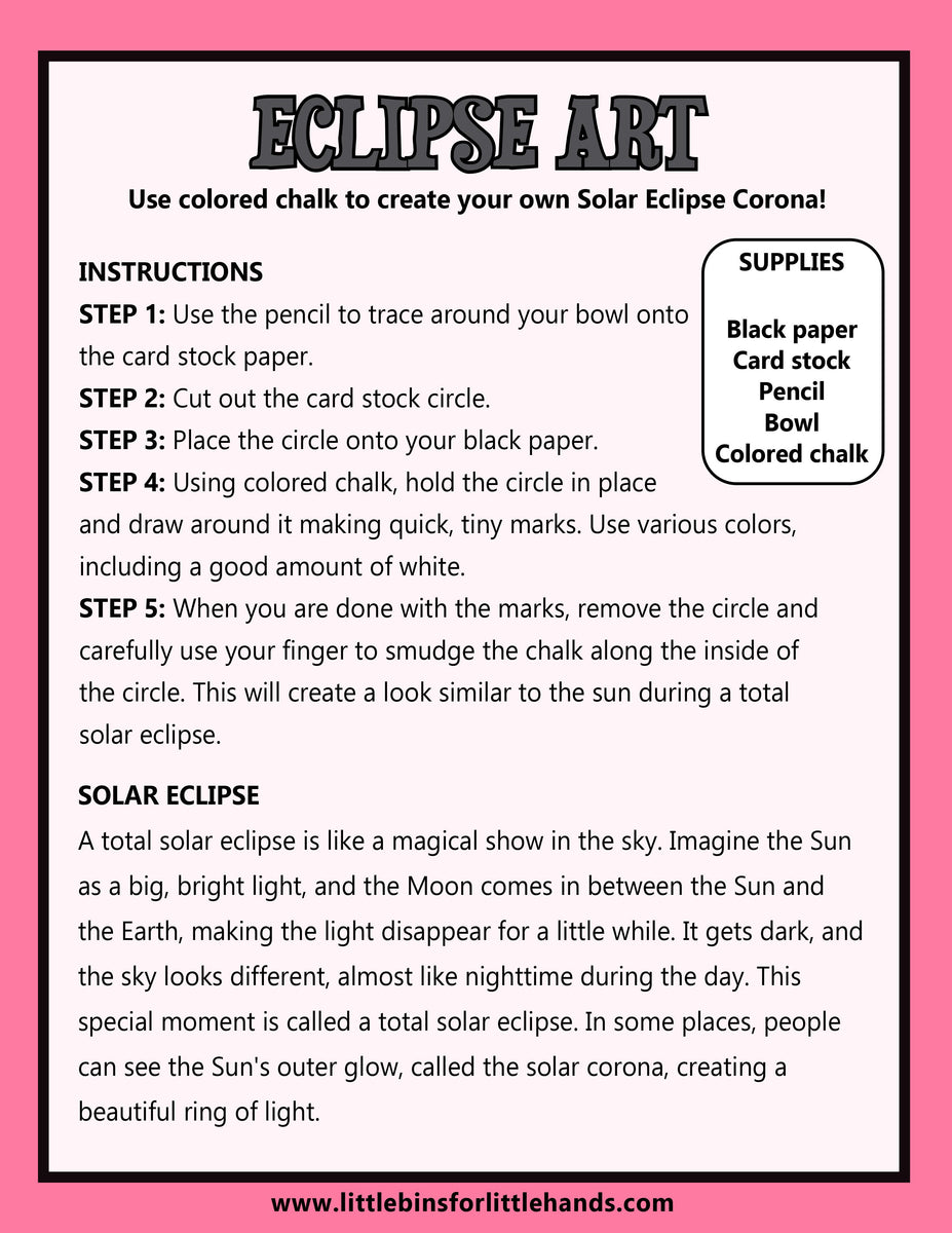 Solar Eclipse Project Pack – Little Bins for Little Hands