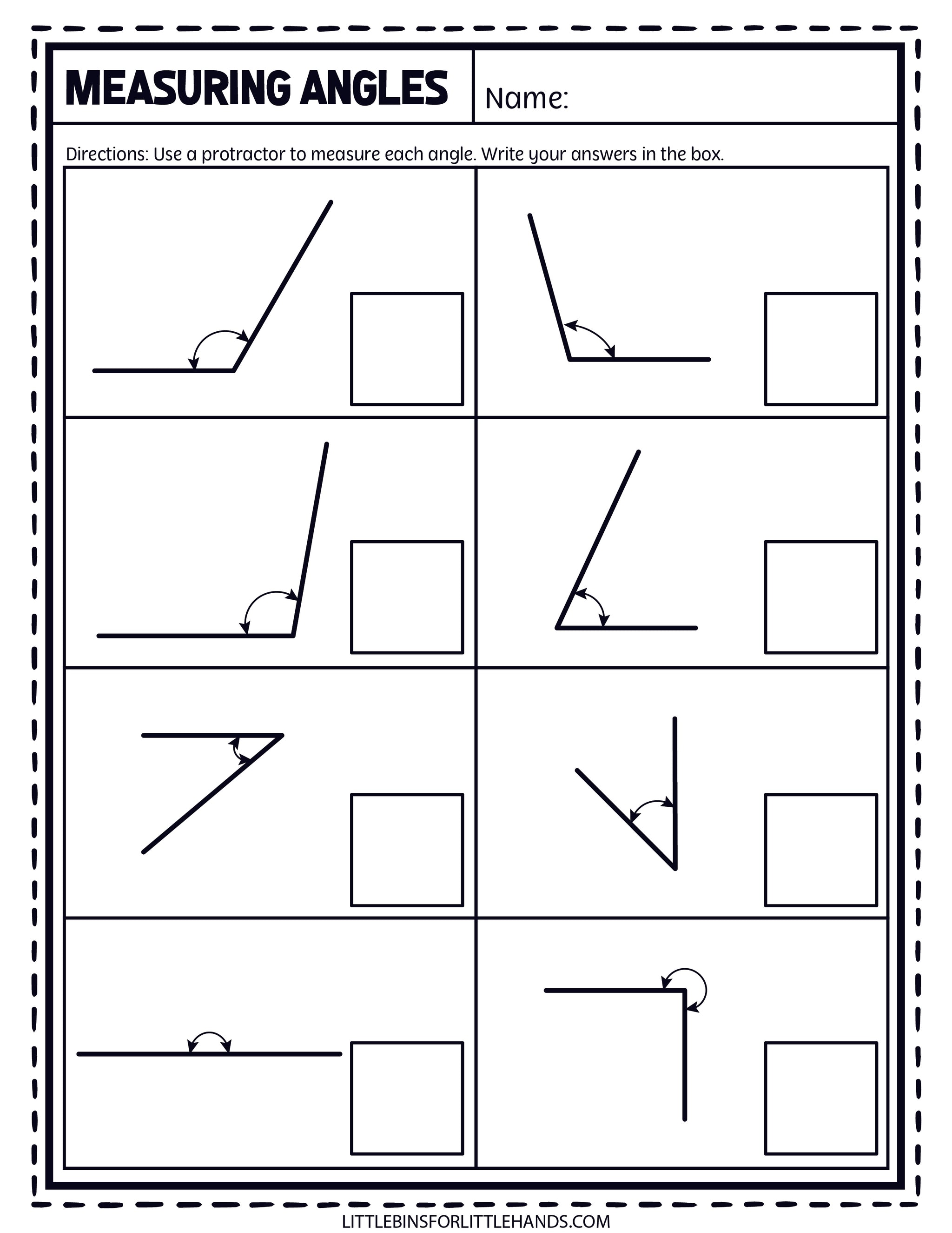 Angle Measurements Worksheet Angles Worksheets | Education.com