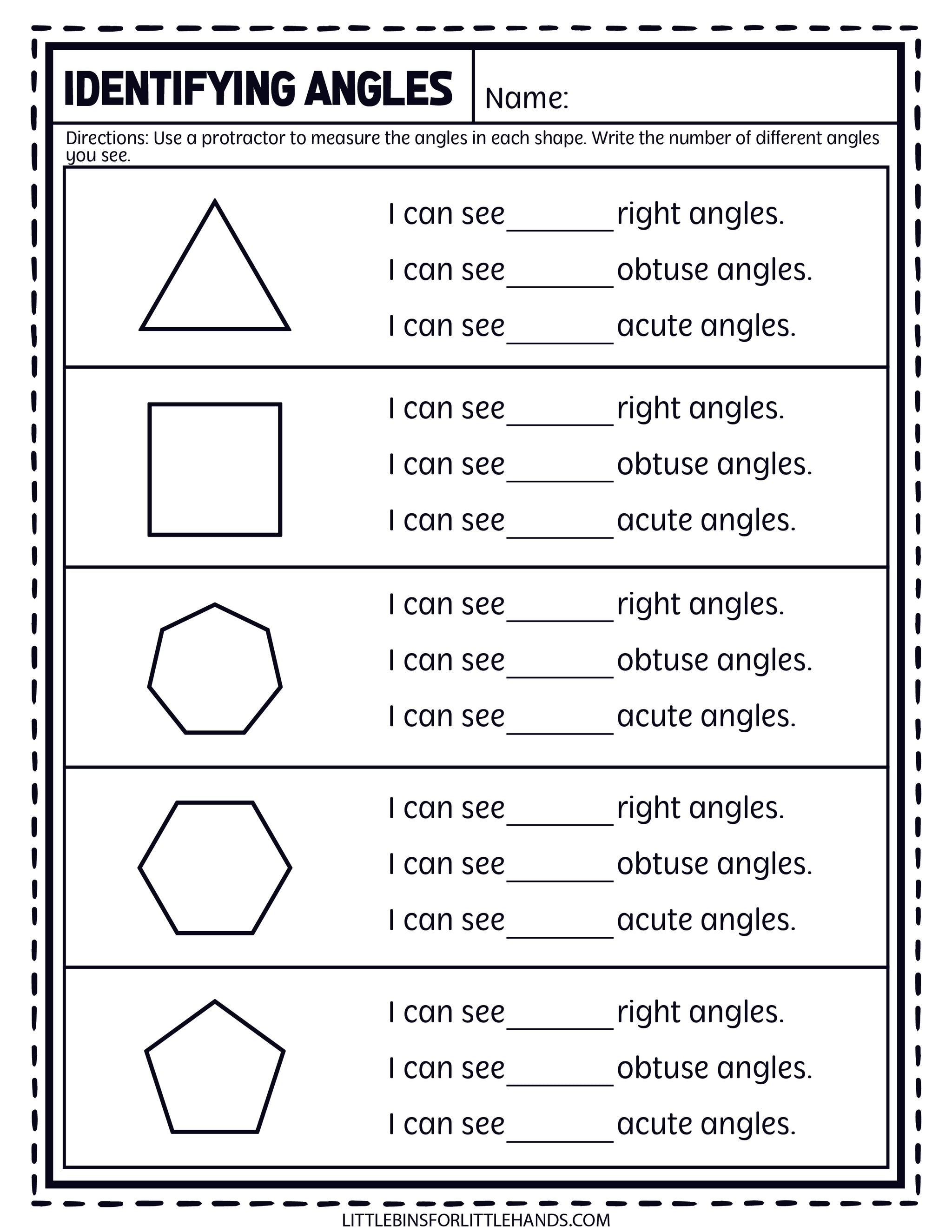 Naming Angles Angles Worksheets Math Fun Worksheets