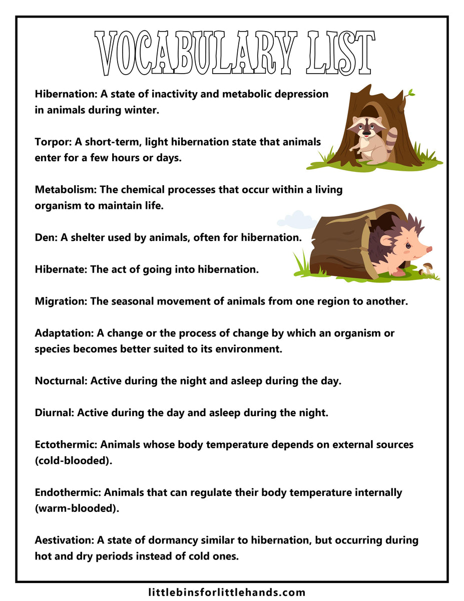 Animal Hibernation Project Pack – Little Bins for Little Hands