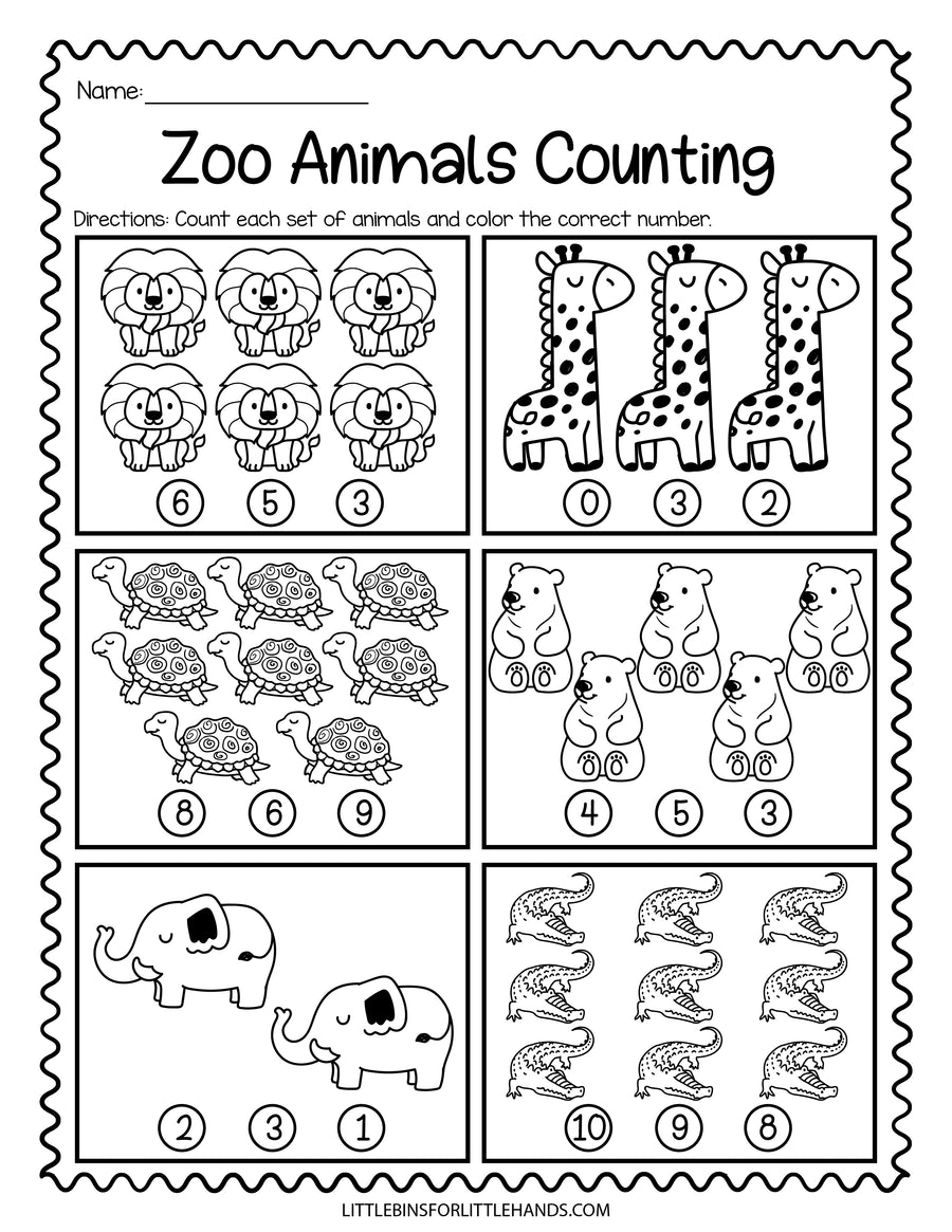 Zoo Animals Math Pack – Little Bins for Little Hands
