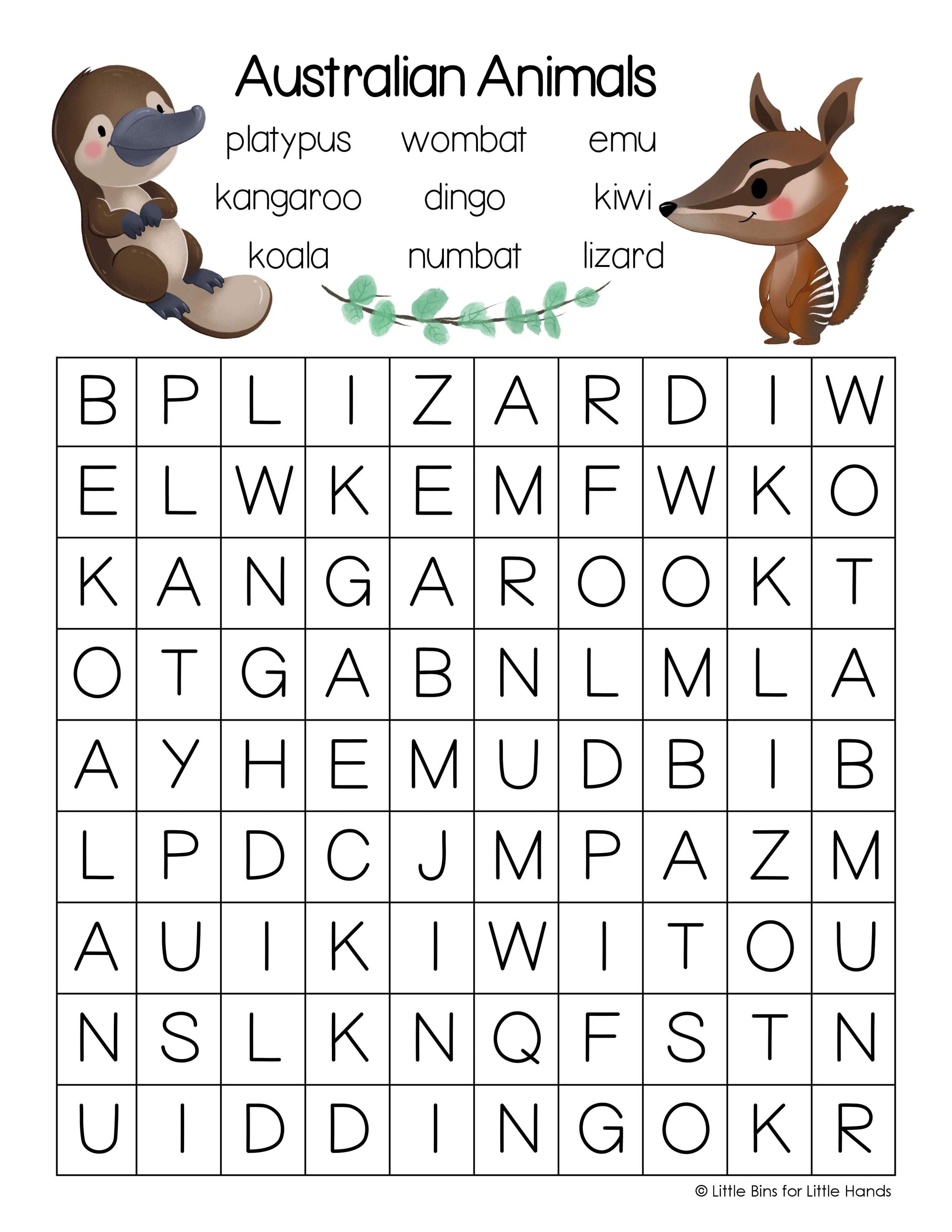 Australian Animal Activity Pack (100% Donation) – Little Bins for ...