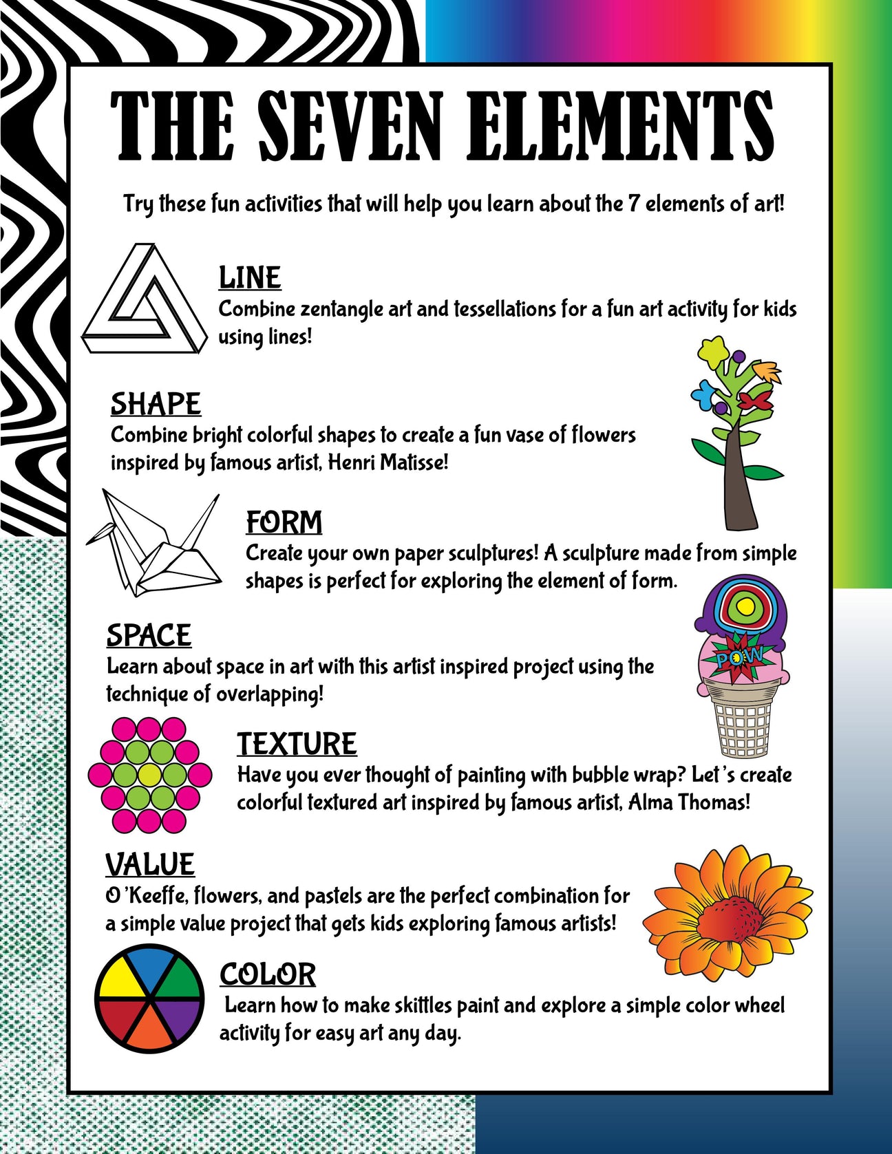Art: 7 Elements of Art Activities Pack for Kids – Little Bins for ...